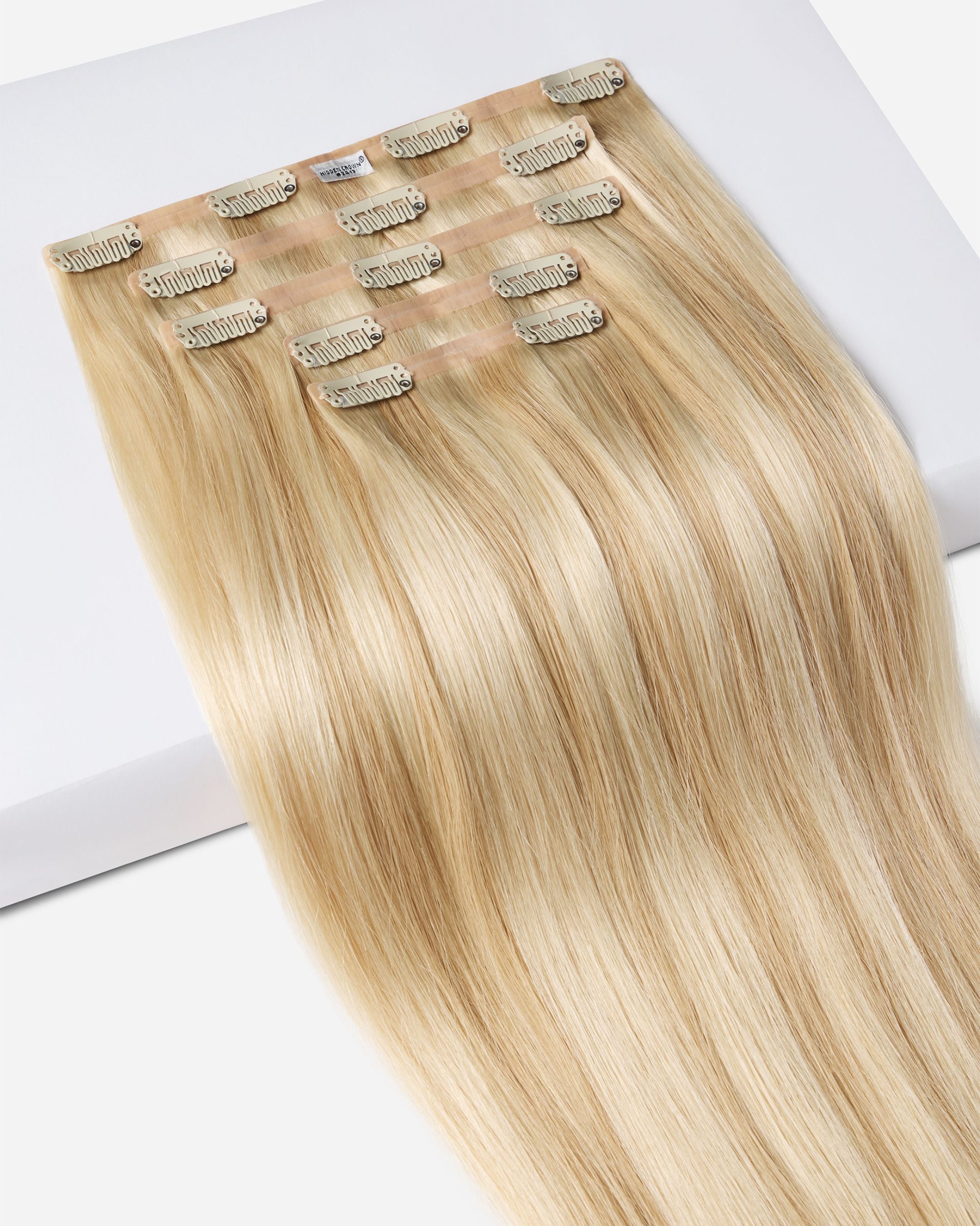 18" Crown® Clip In, Light Warm Blonde with Golden Highlights | #2412 ...